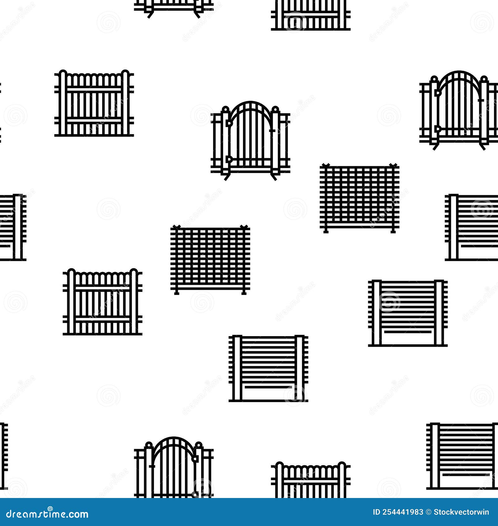 Fence and Gate Exterior Security Vector Seamless Pattern Stock Vector ...