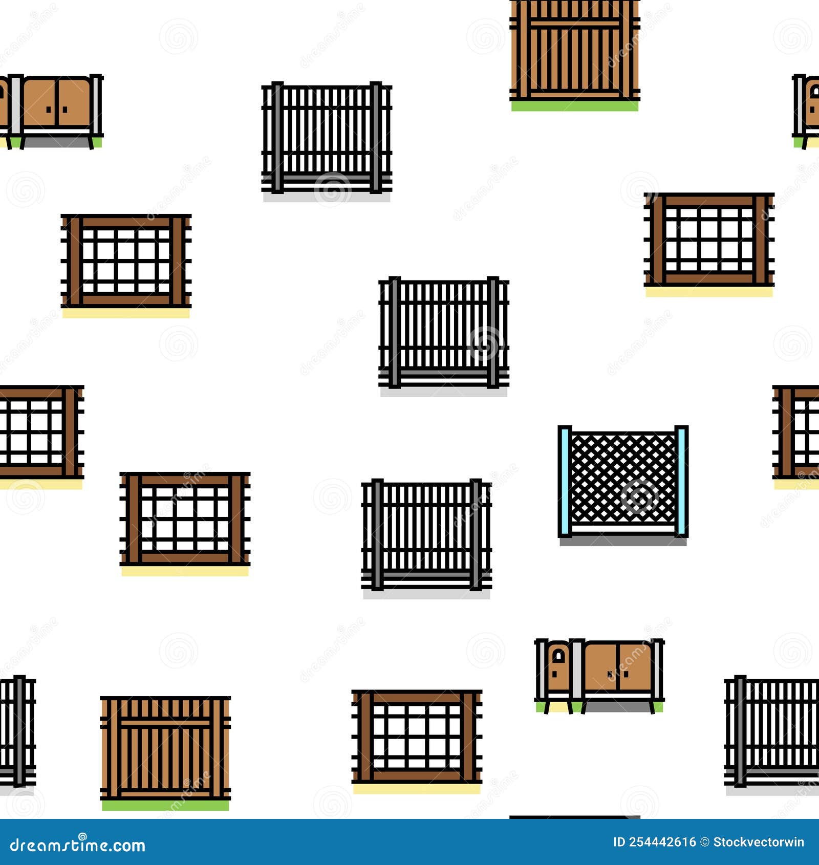 Fence and Gate Exterior Security Vector Seamless Pattern Stock Vector ...