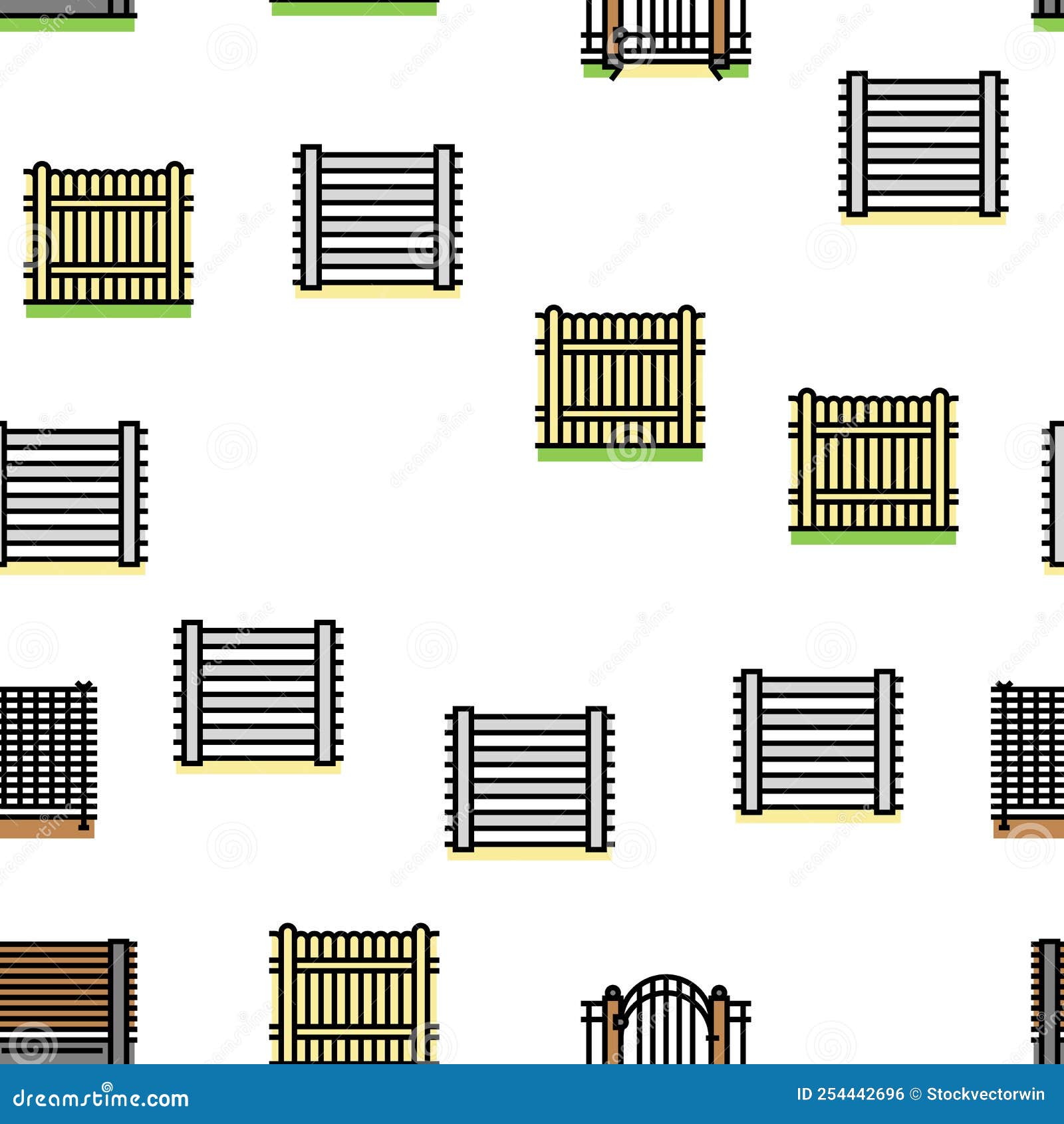 Fence and Gate Exterior Security Vector Seamless Pattern Stock Vector ...