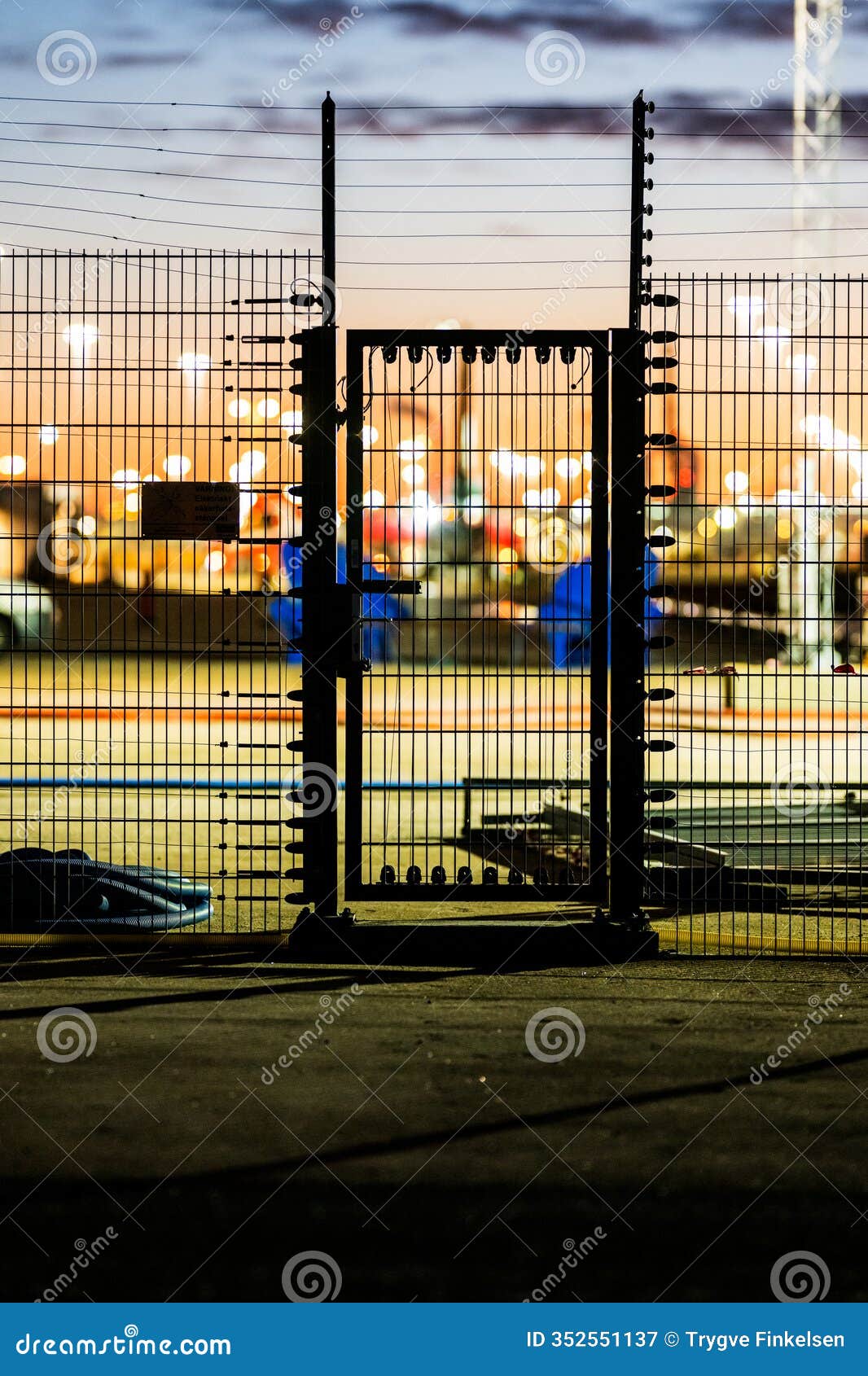Fence and Gate of a High Security Port.. Stock Image - Image of house ...