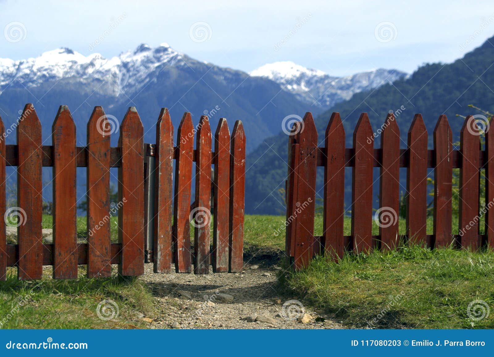 FENCE HALF OPEN in the TOP of the HILL Stock Image - Image of light ...