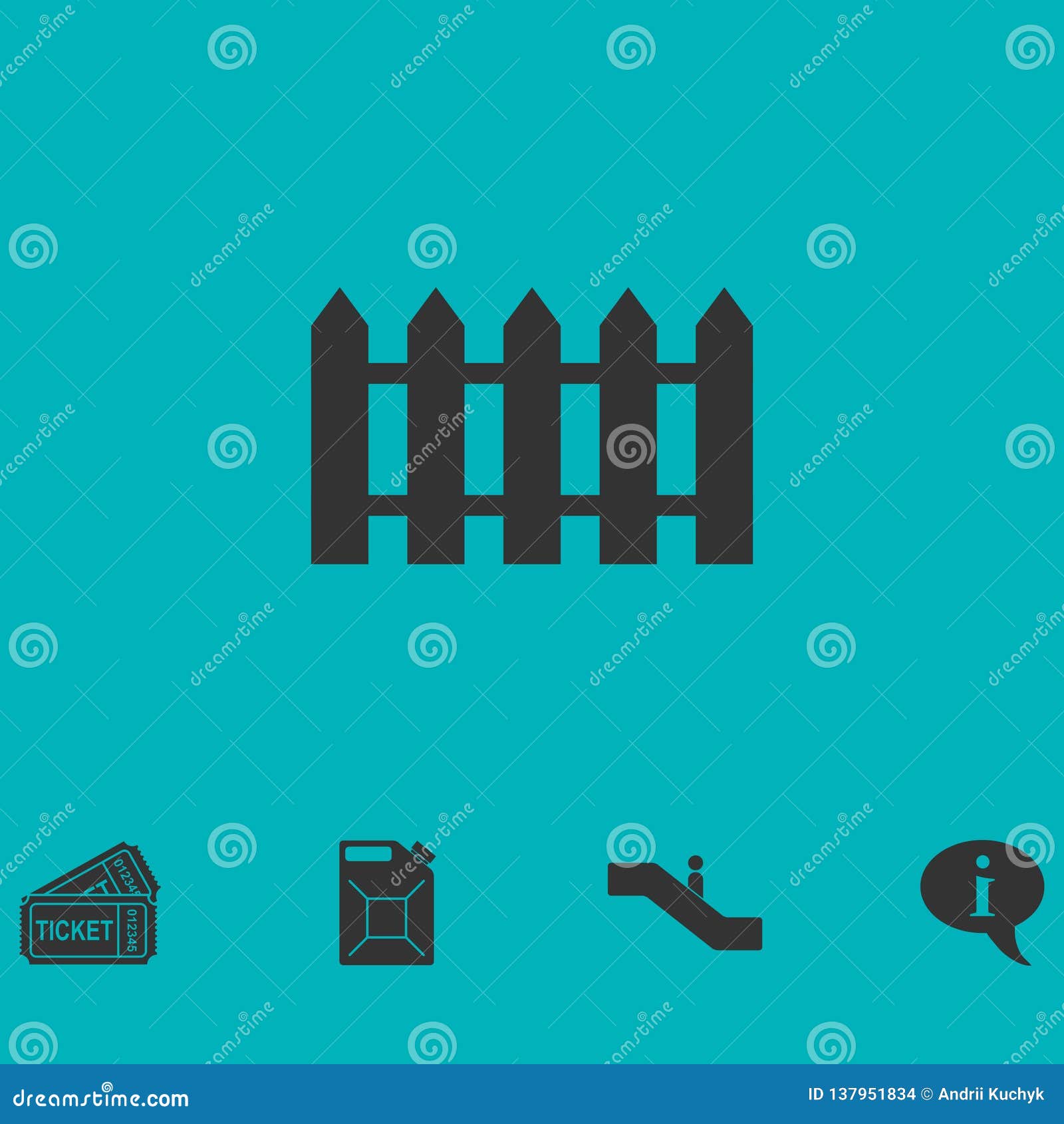 Fence icon flat stock illustration. Illustration of boards - 137951834