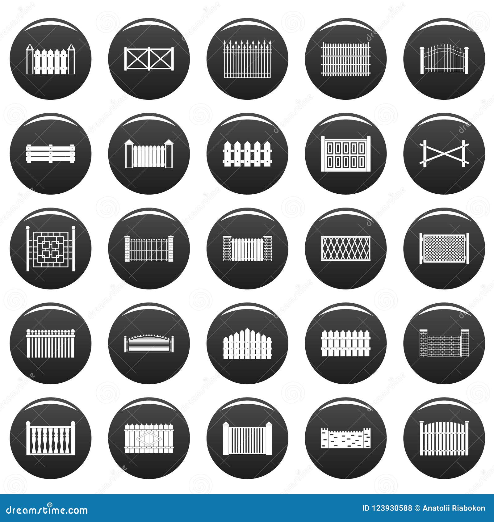 Fence Icons Set Vetor Black Stock Illustration - Illustration of ...