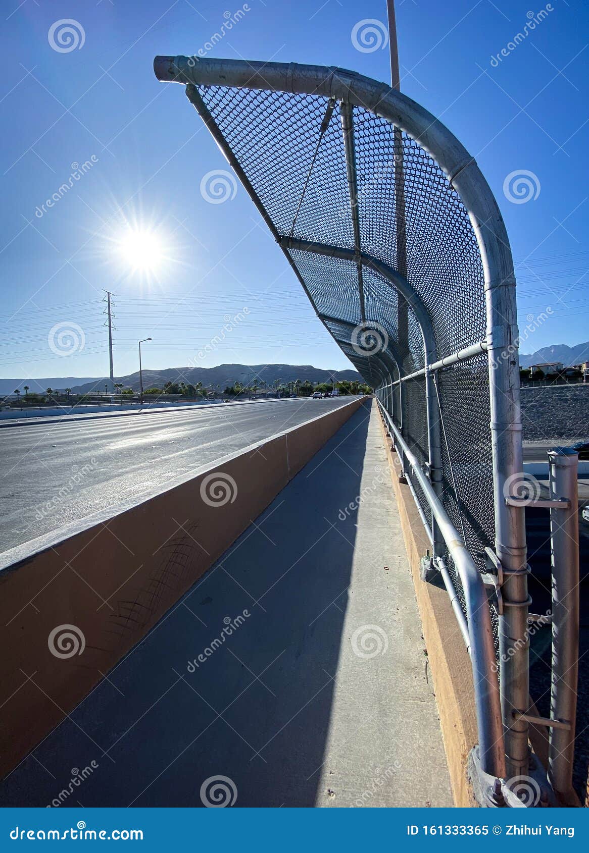 A Fence is Installed on the Sidewalk on the Bridge. Stock Image - Image ...