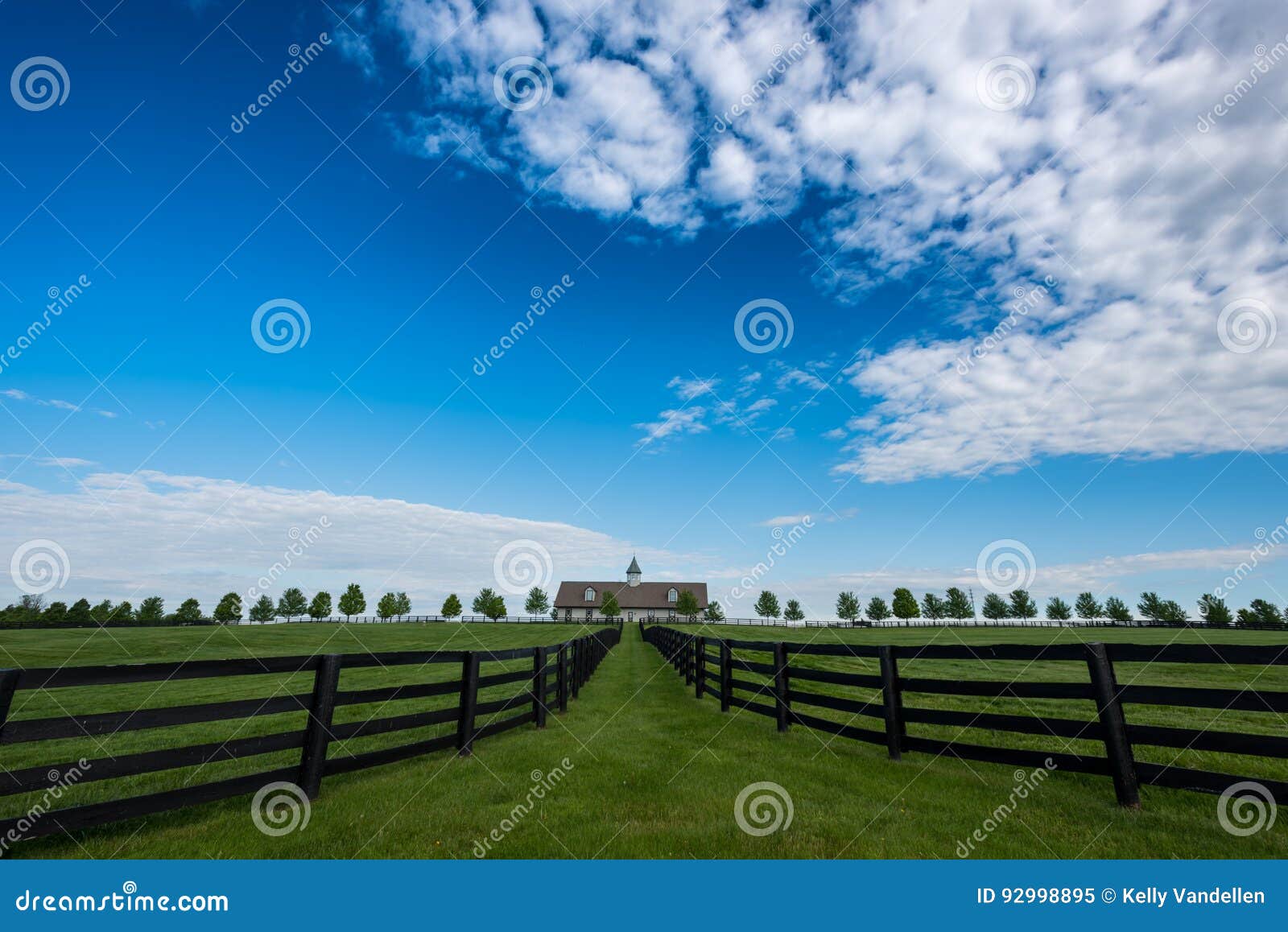 Fence Leading To Barn on Sunny Day Stock Image - Image of landscape ...