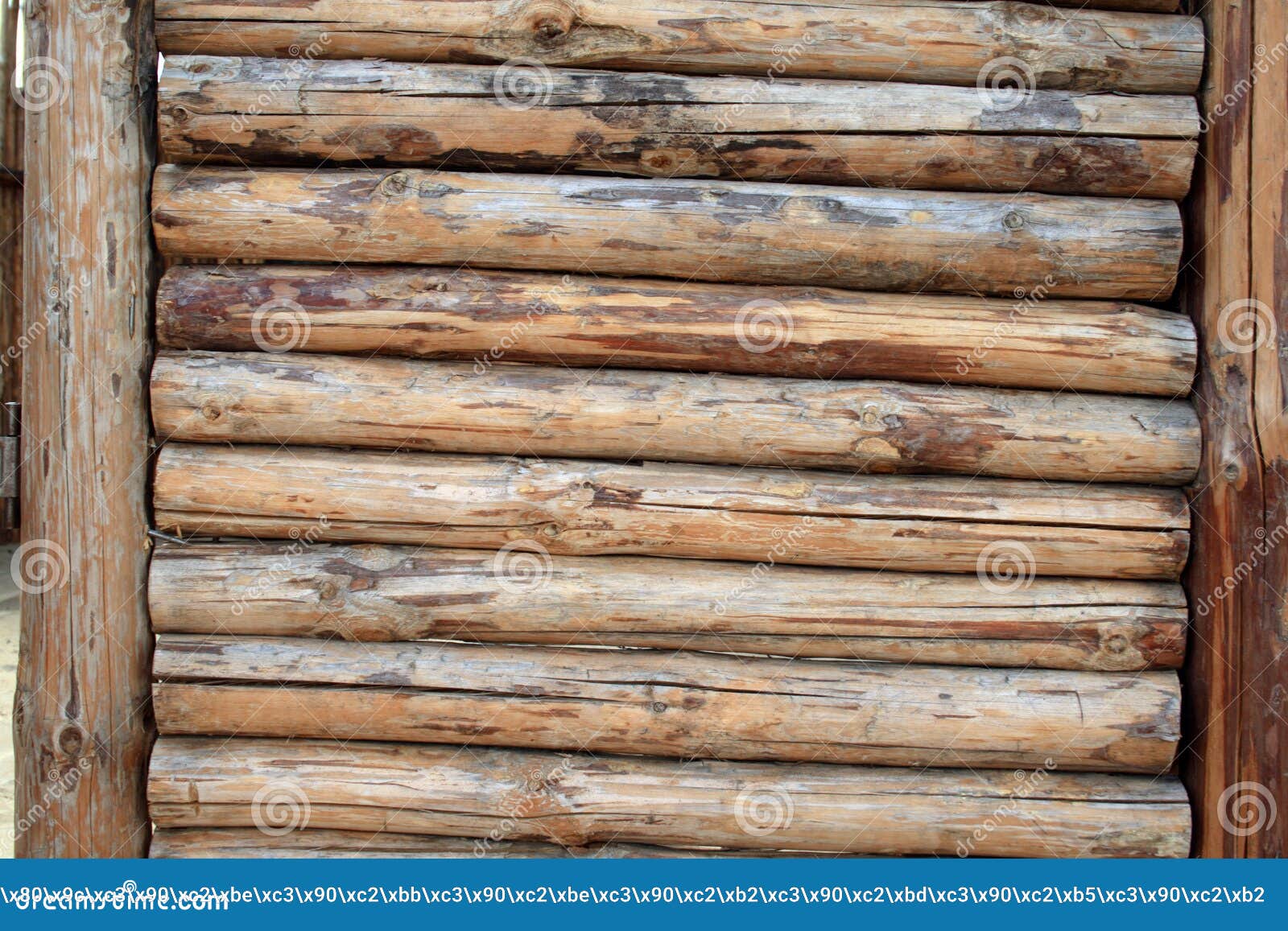 Fence from logs stock photo. Image of wall, structure - 9813406