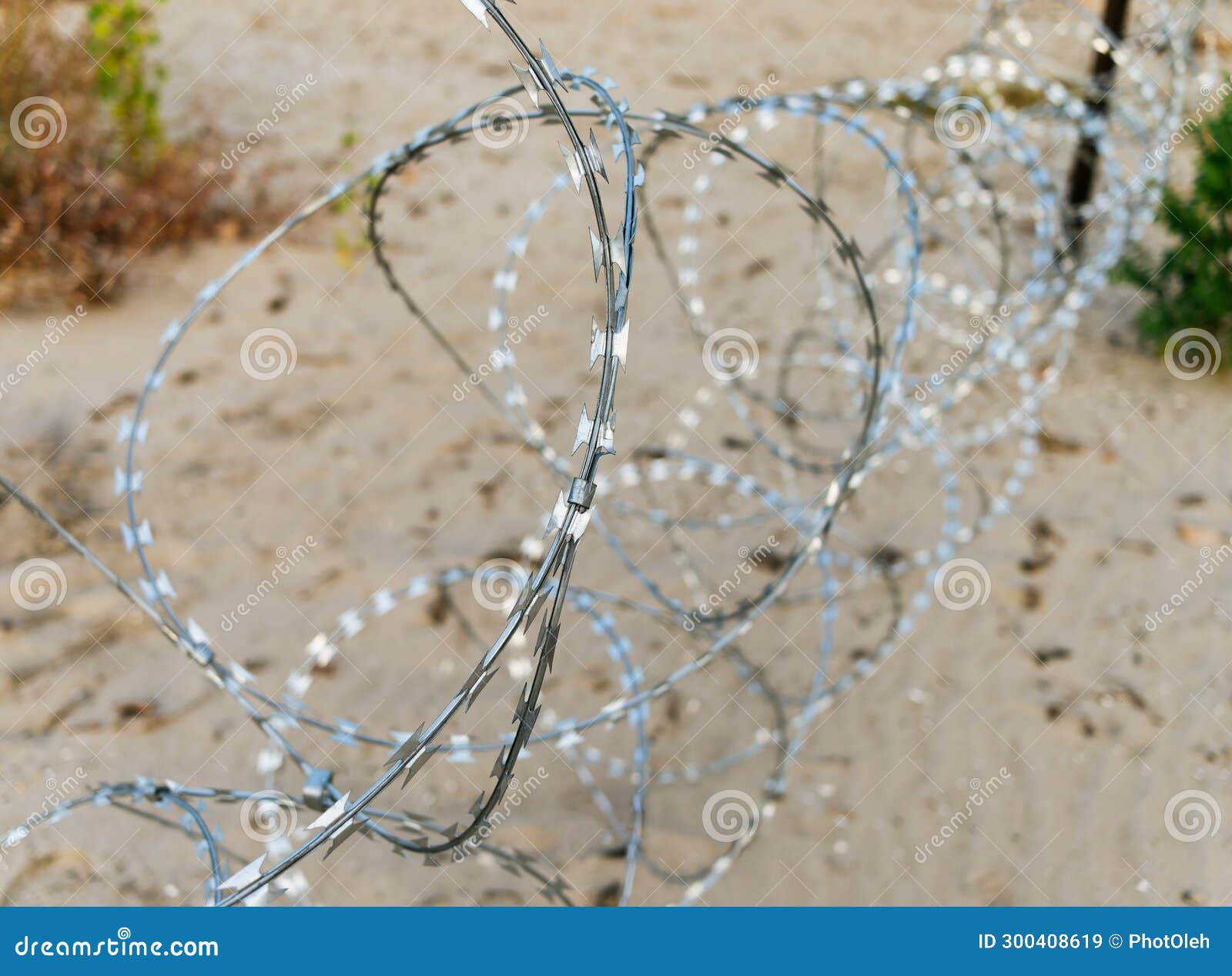 Fence Made of Coils of Barbed Wire Stock Image - Image of barb, coiled ...