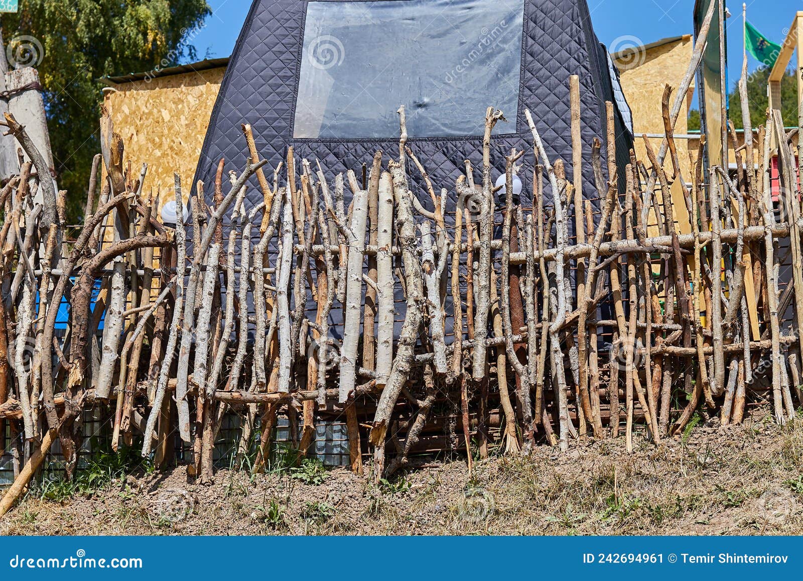 A Fence Made of Dry Tree Branches Stock Image - Image of rural, texture ...