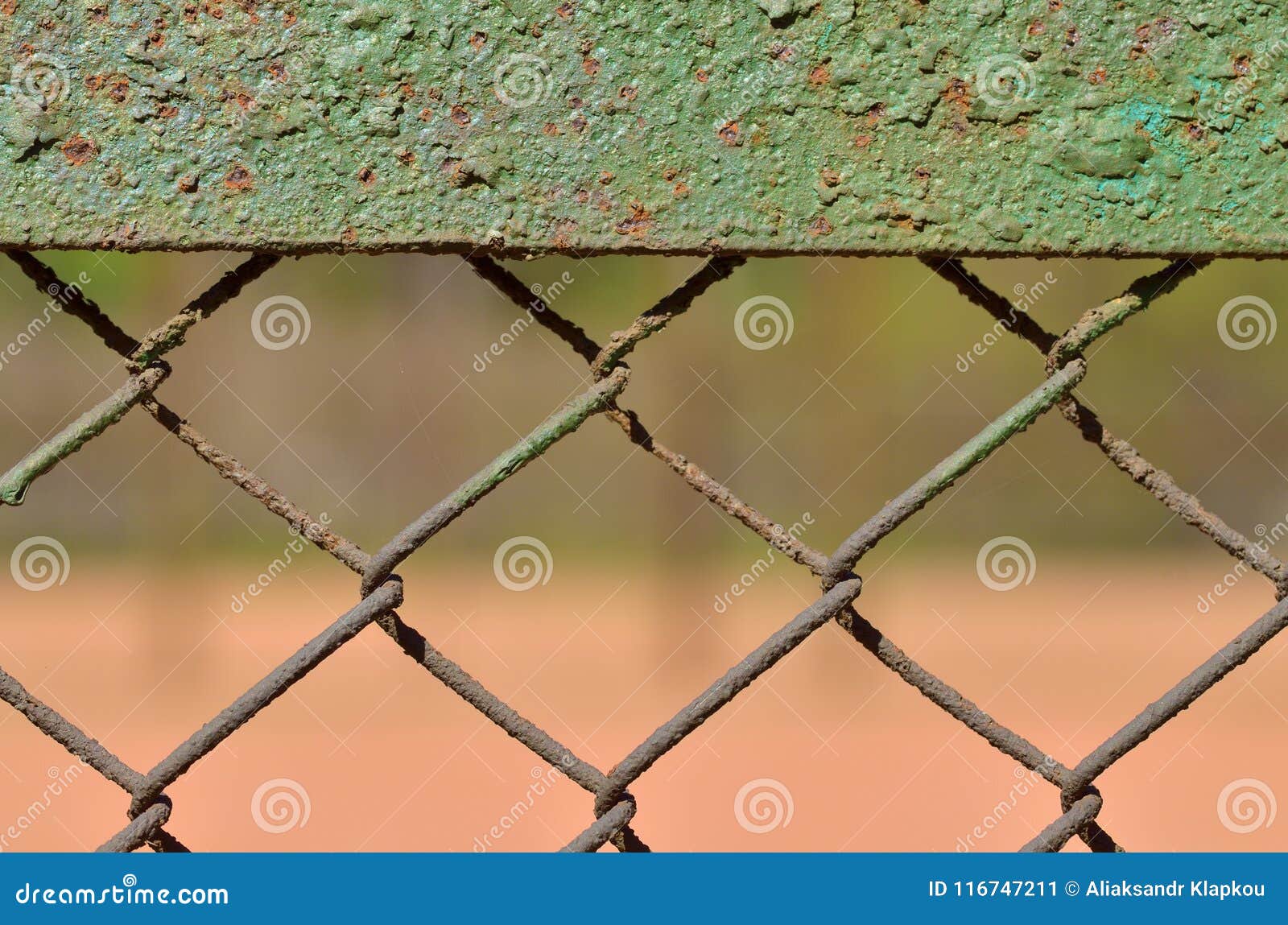 A fence made of iron net. stock image. Image of border - 116747211