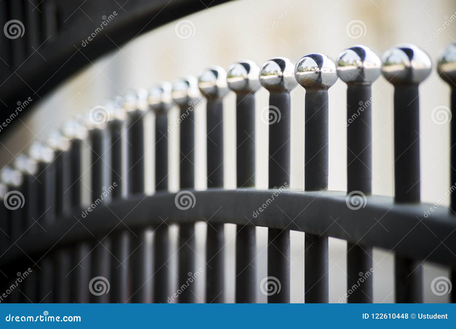 Fence with chrome elements stock photo. Image of shallow - 122610448