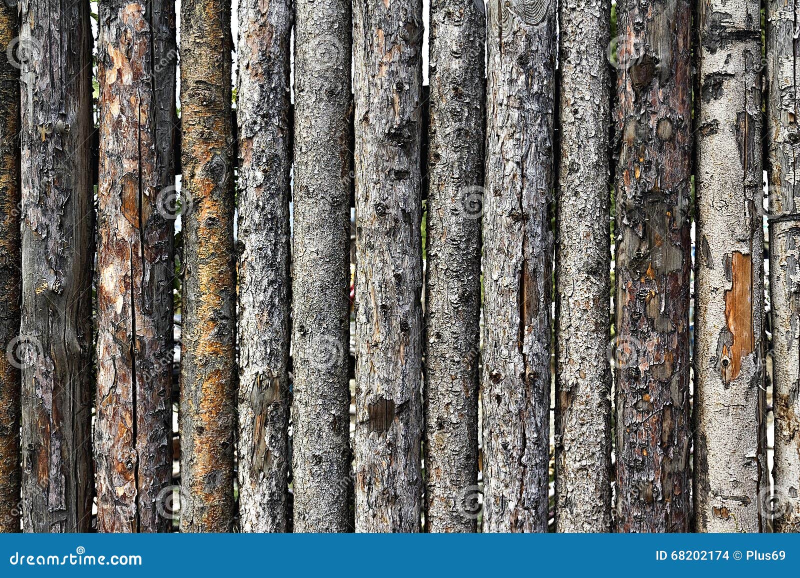 Fence Made Logs Bark As Background Stock Photos - Free & Royalty-Free ...