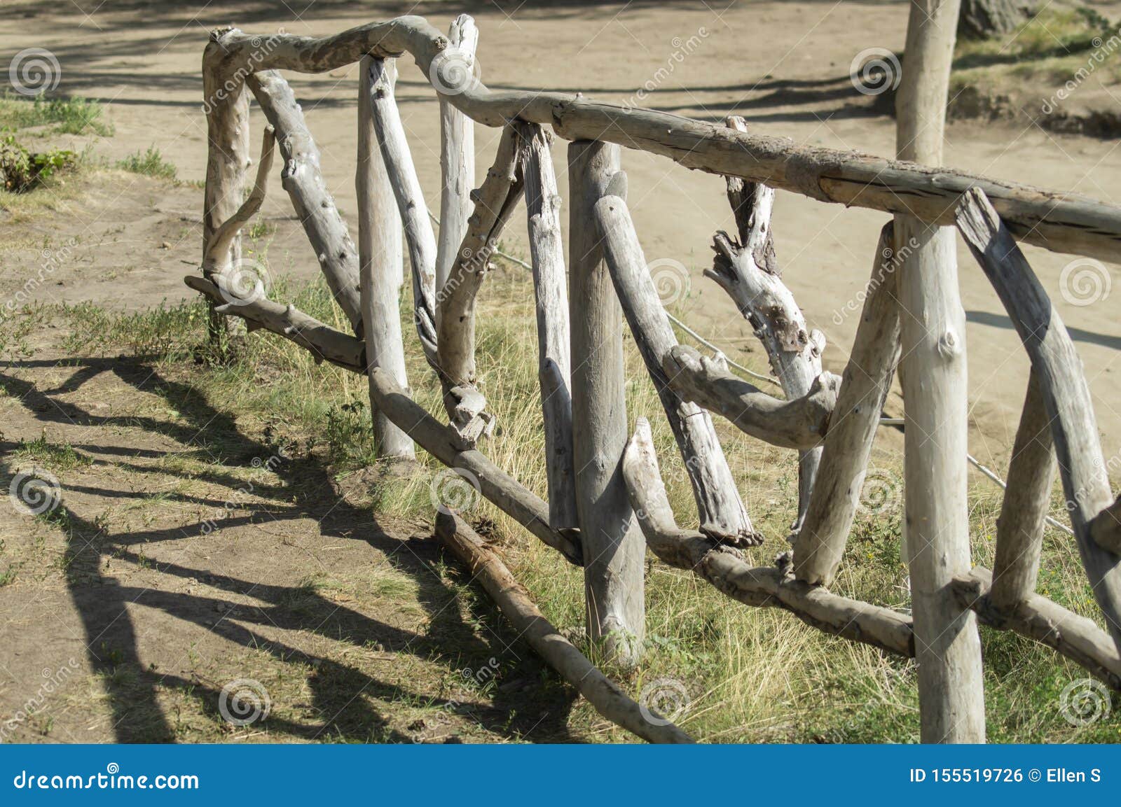 Fence Made of Natural Curves of Tree Branches Stock Photo - Image of ...