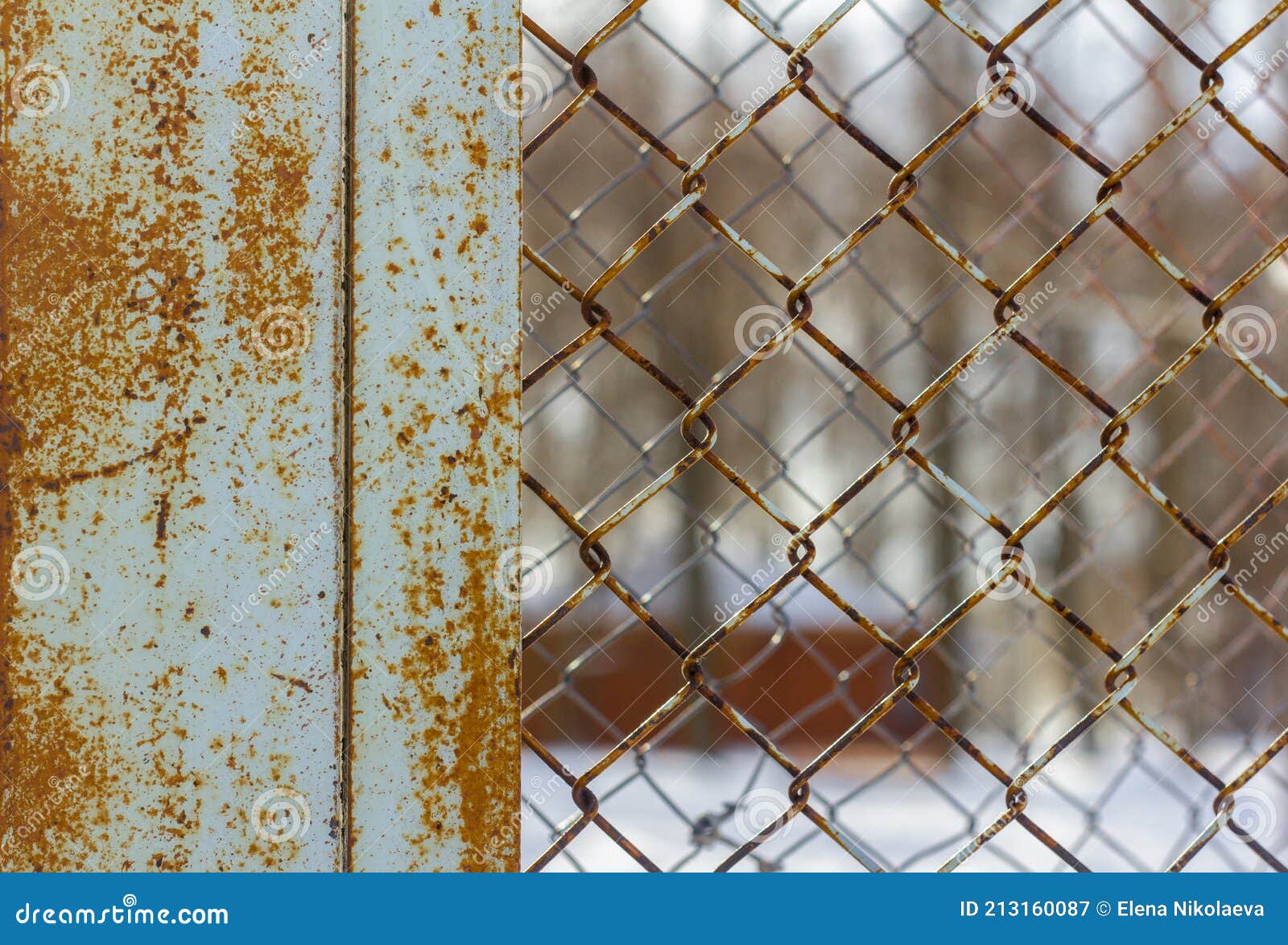 The Fence Is Made Of Rusty Chain Link Mesh Stock Image Image Of Grunge Rusty 213160087
