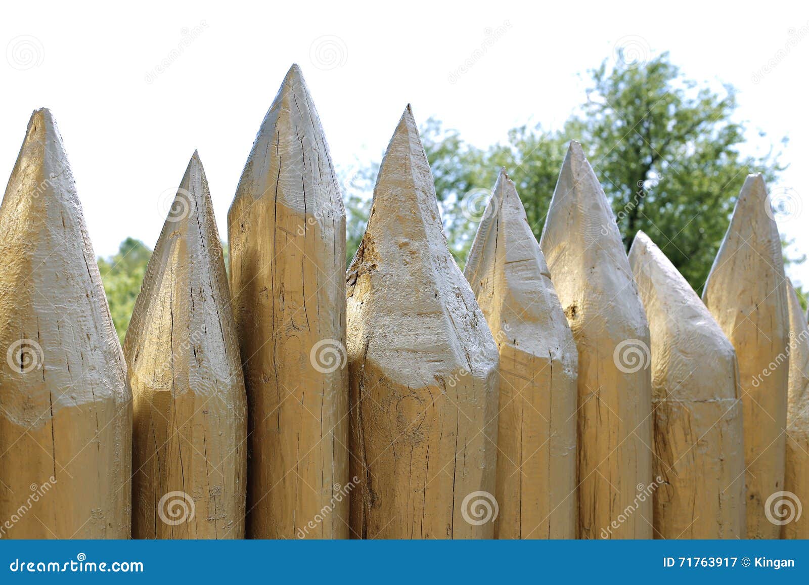 Fence Made of Sharpened Pointed Logs Stock Image - Image of trunks ...