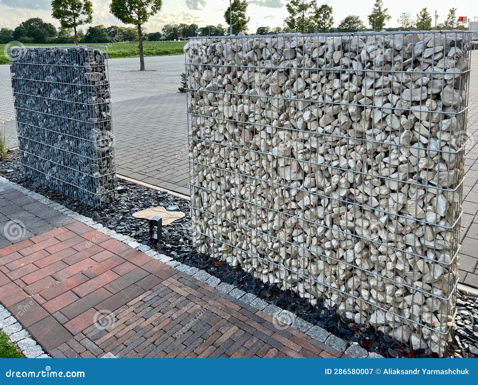 Fence Made of Stones in a Grid (gabion) for the House Stock Image - Image of landscaping, urban ...