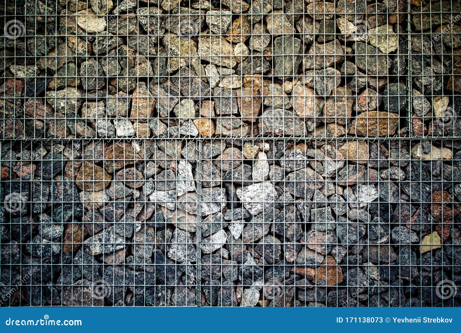 Fence Made of Stones in a Metal Mesh Stock Image - Image of grid ...