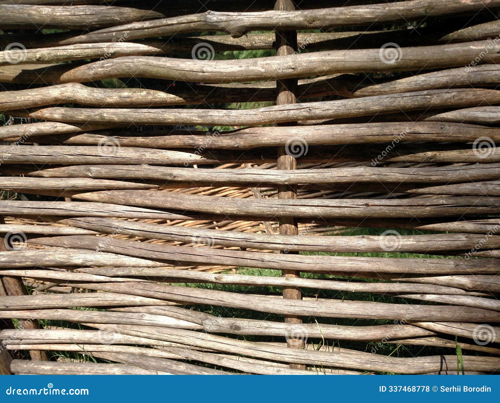 Fence Made of Tree Branches Stems of Cane Knotted Wicker Rods Wattle ...