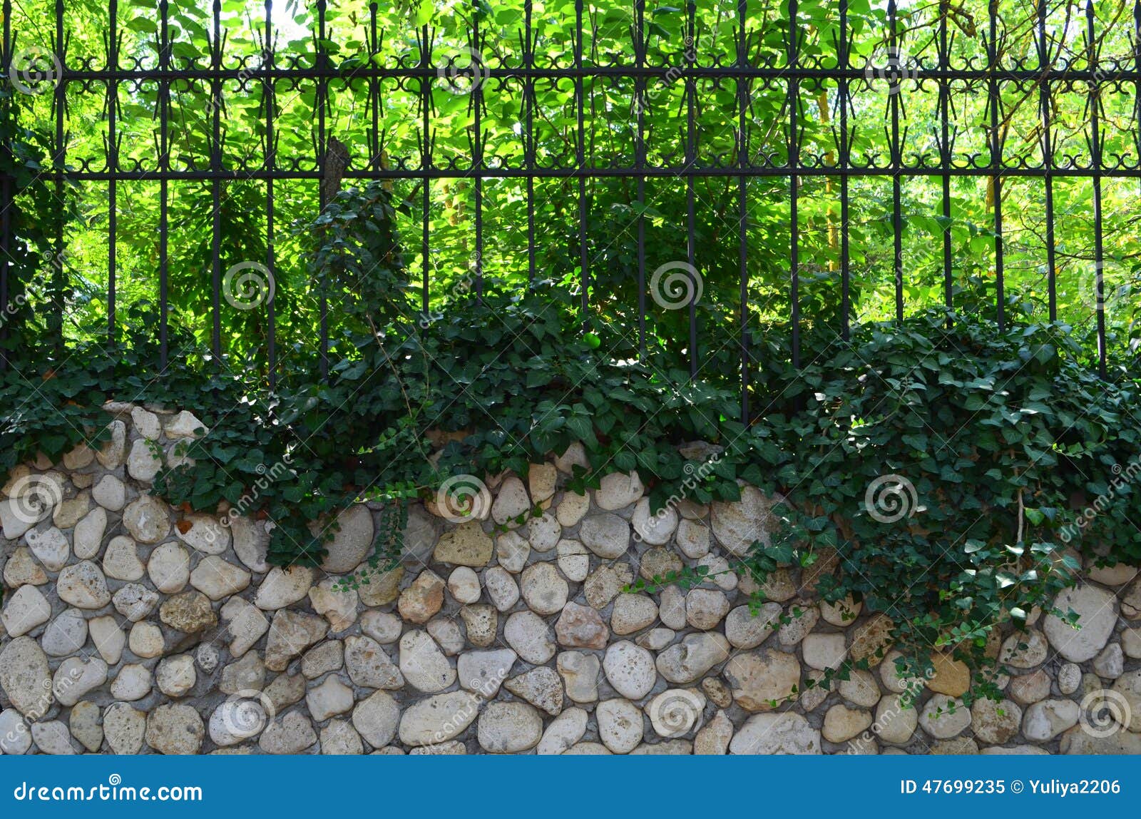 Fence with metal stock image. Image of metal, fence, stone - 47699235