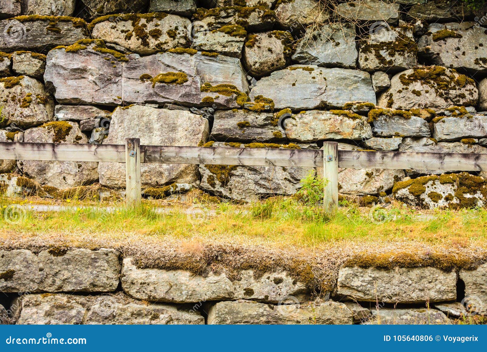 Fence and Narrow Path Along Wet Stone Wall Stock Photo - Image of ...