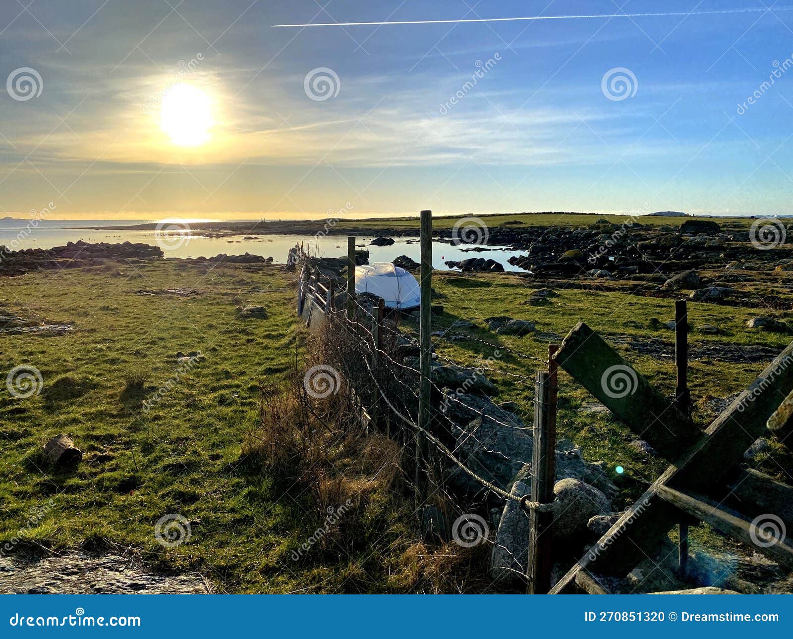 Fence and the Ocean View at the West Coast of Norway Stock Photo ...