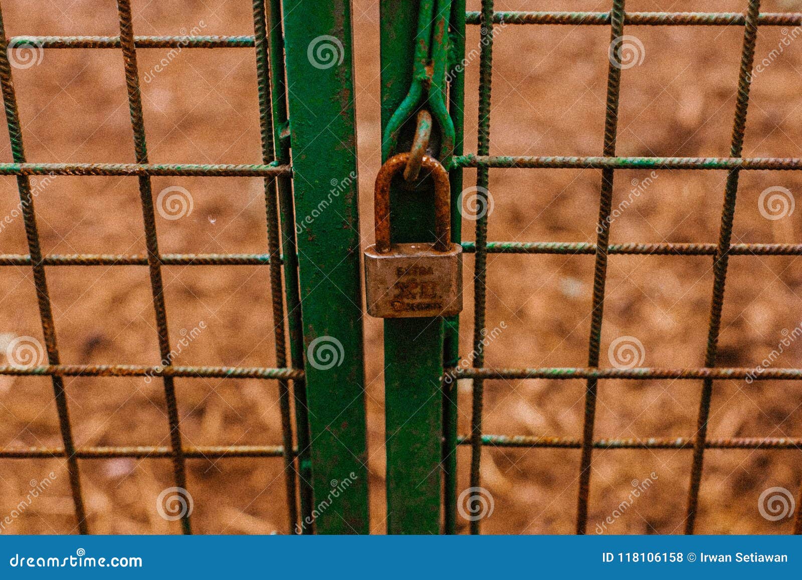 A fence with a padlock stock photo. Image of decoration - 118106158