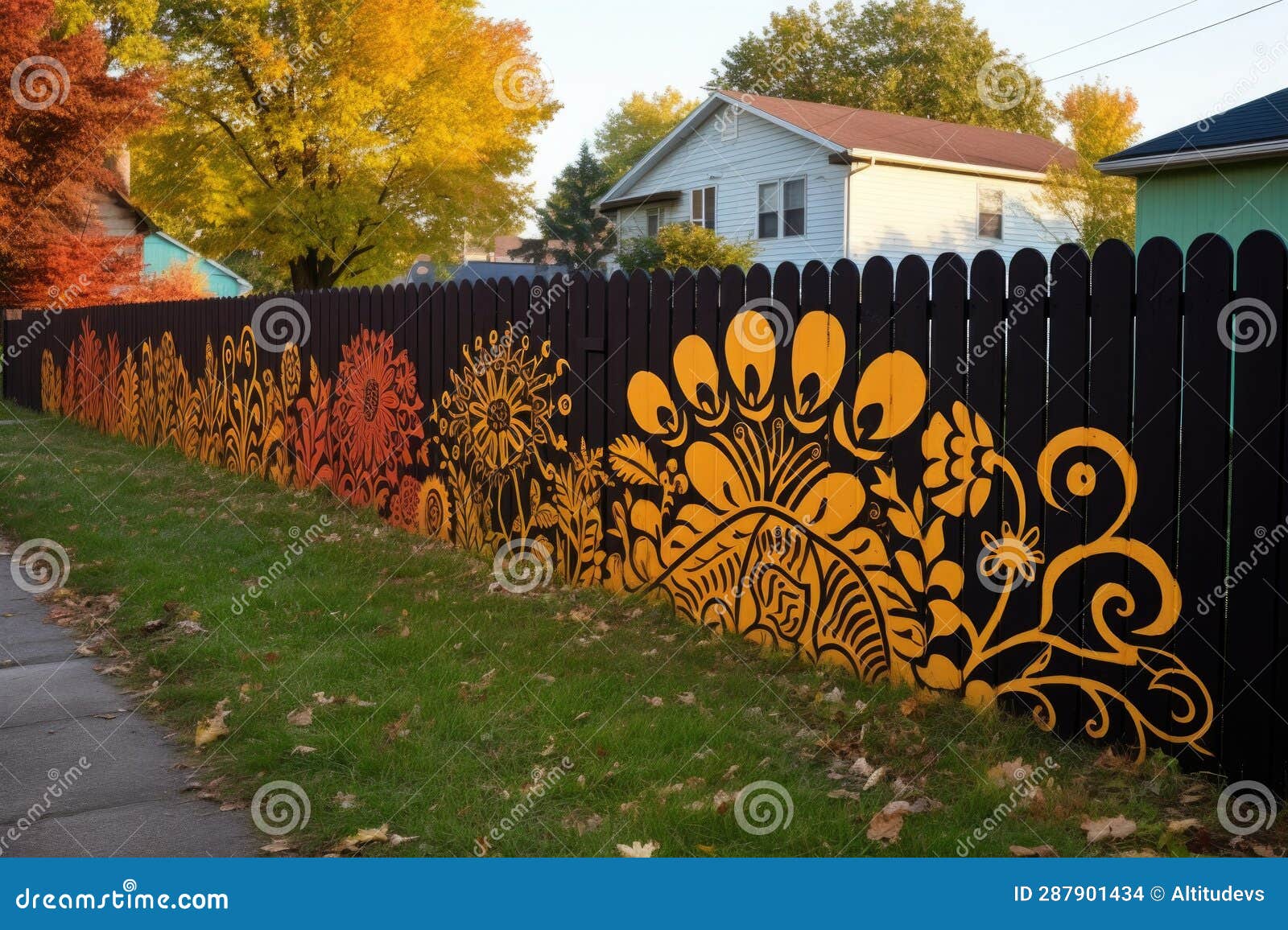 Fence Painting with Stencil Designs and Patterns Stock Photo - Image of ...