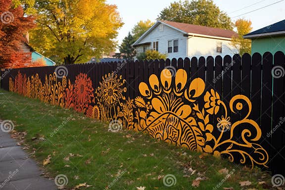 Fence Painting with Stencil Designs and Patterns Stock Photo - Image of ...
