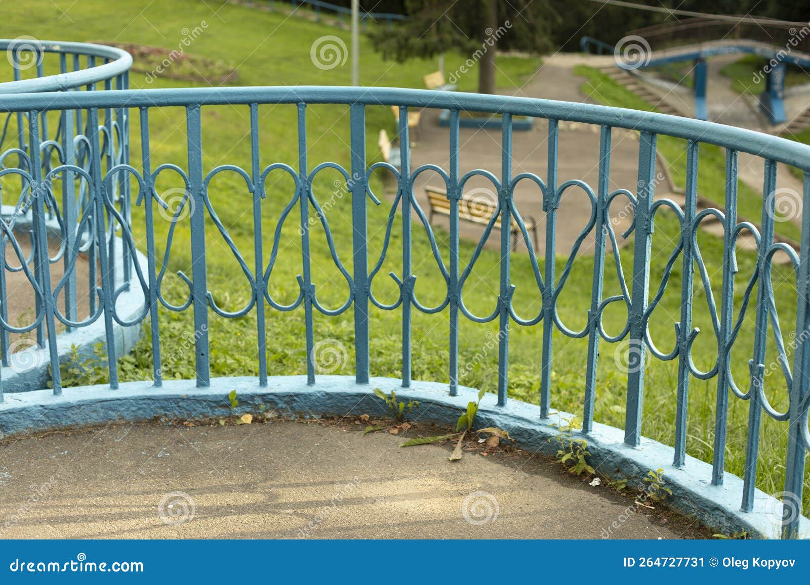 Fence in Park. Blue Fence. Details of Park Architecture Stock Image ...