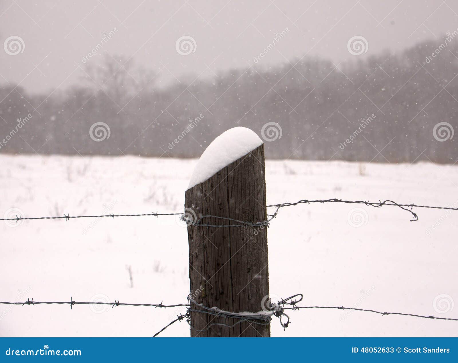 Fence Post with Snow stock image. Image of post, outdoors - 48052633