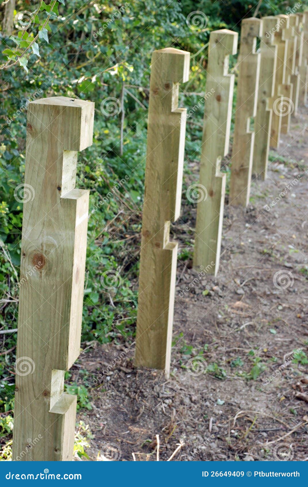 Fence posts in a row. stock image. Image of fence, line - 26649409