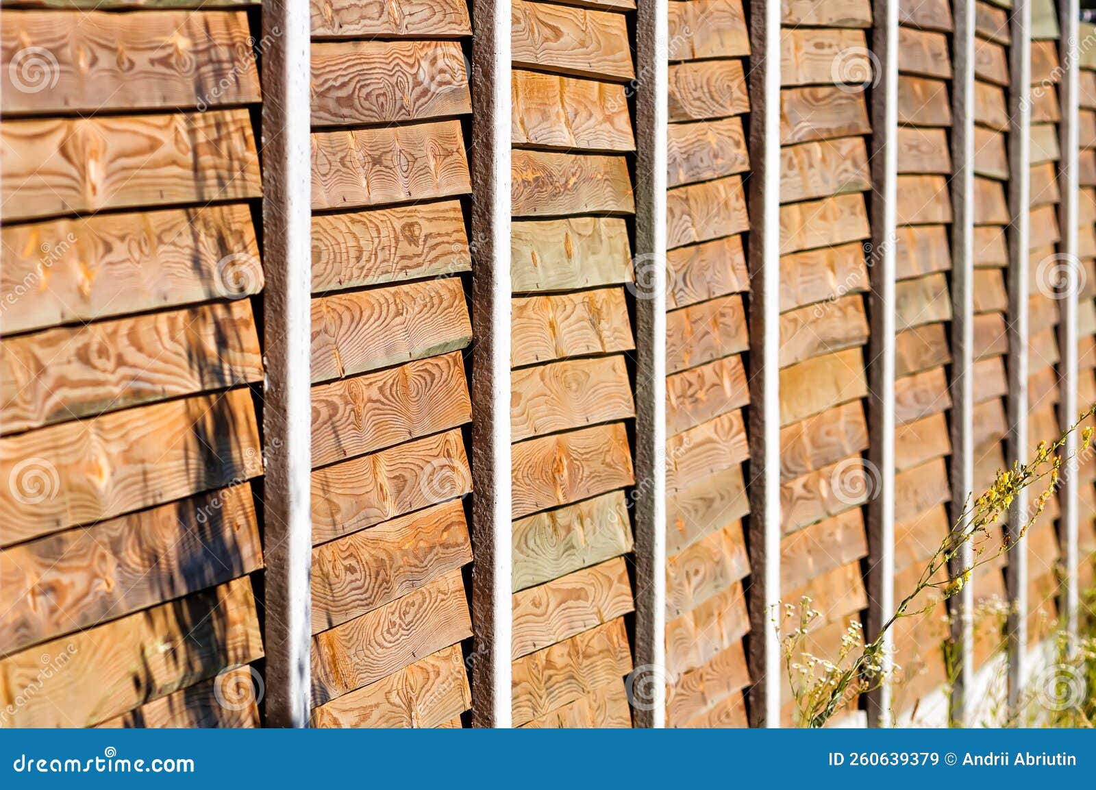 Fence of a Private Plot. a Fence Made of Horizontal Boards of Blinds ...