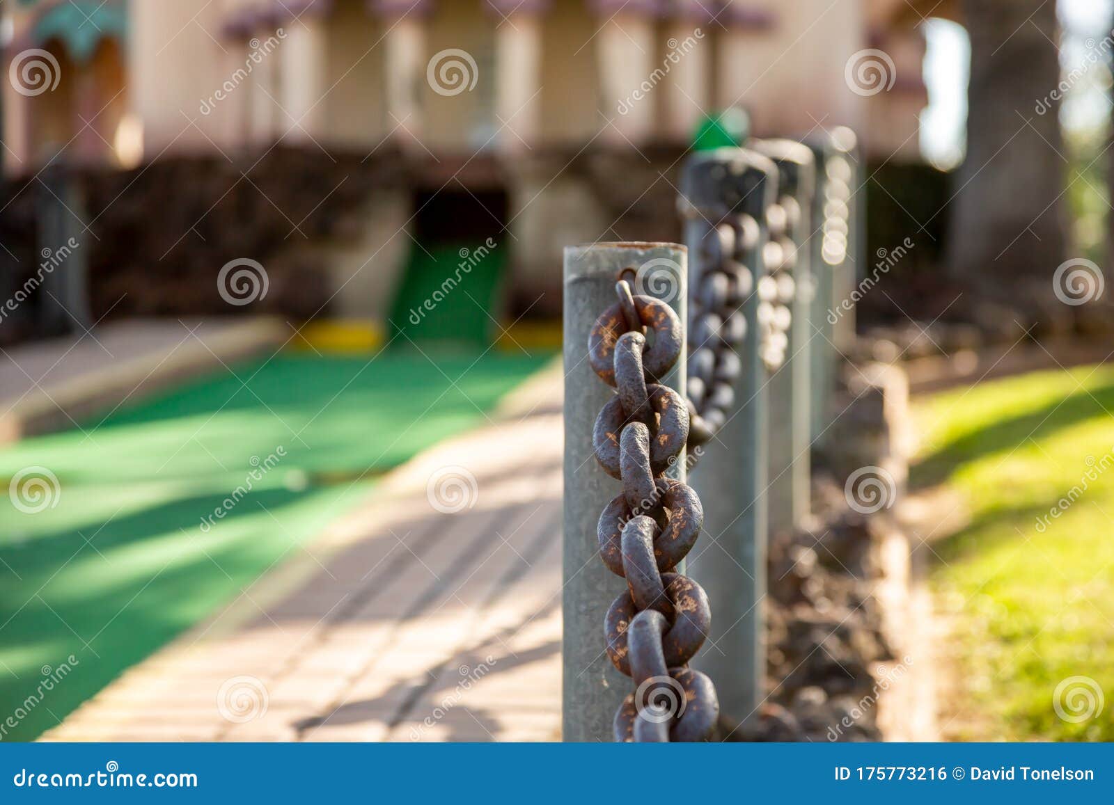 Fence and putting green stock photo. Image of park, fence - 175773216
