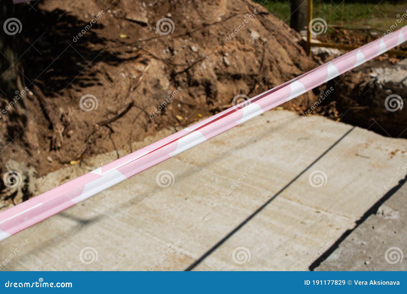 Fence Red Tape at the Construction Site Stock Image - Image of site ...