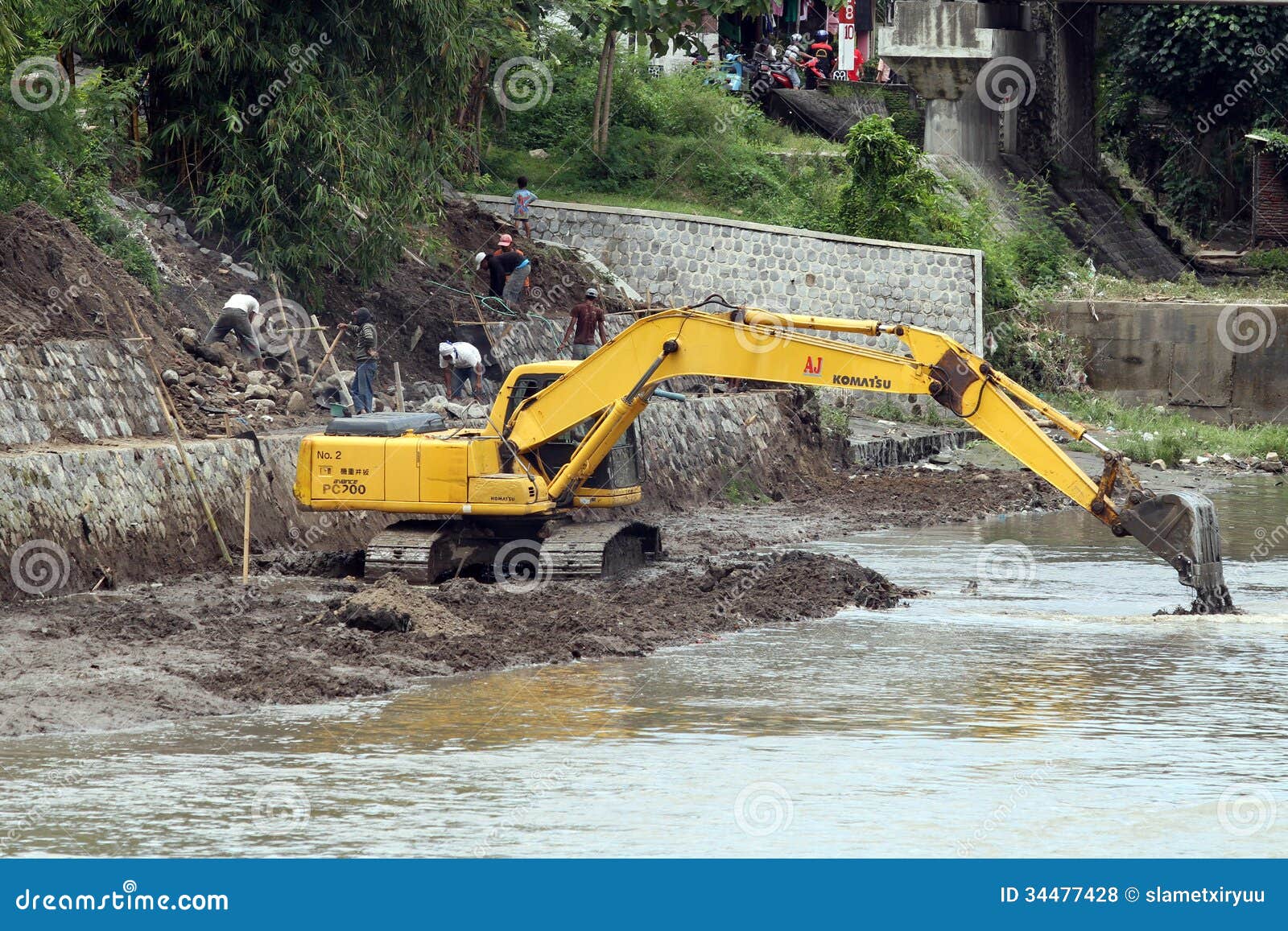 Fence river editorial stock photo. Image of works, java - 34477428