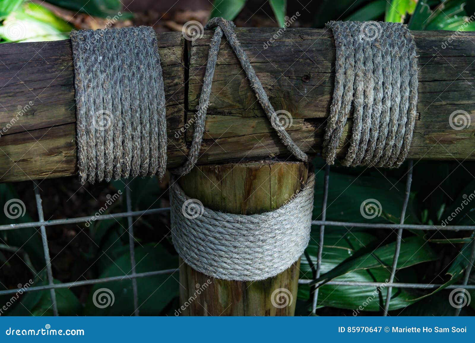Fence with rope stock image. Image of detail, houston - 85970647