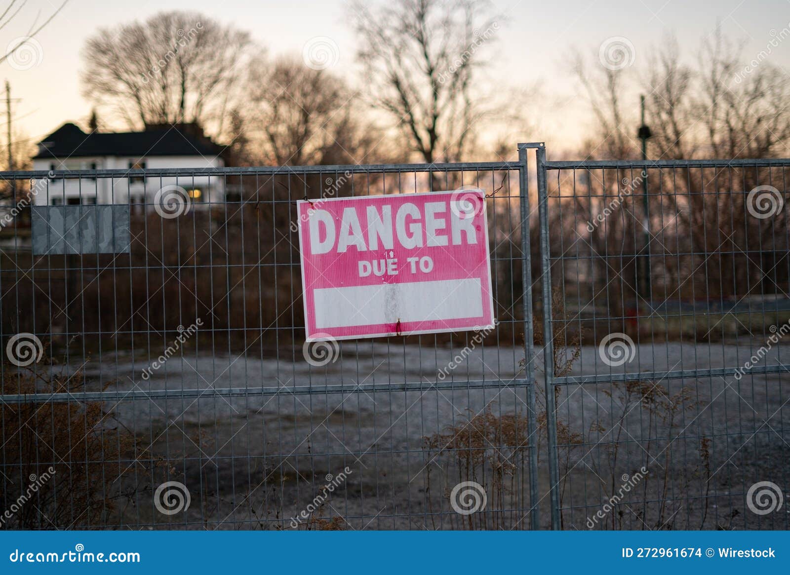 Fence with a Sign Warning about a Danger Outdoors Stock Photo - Image ...
