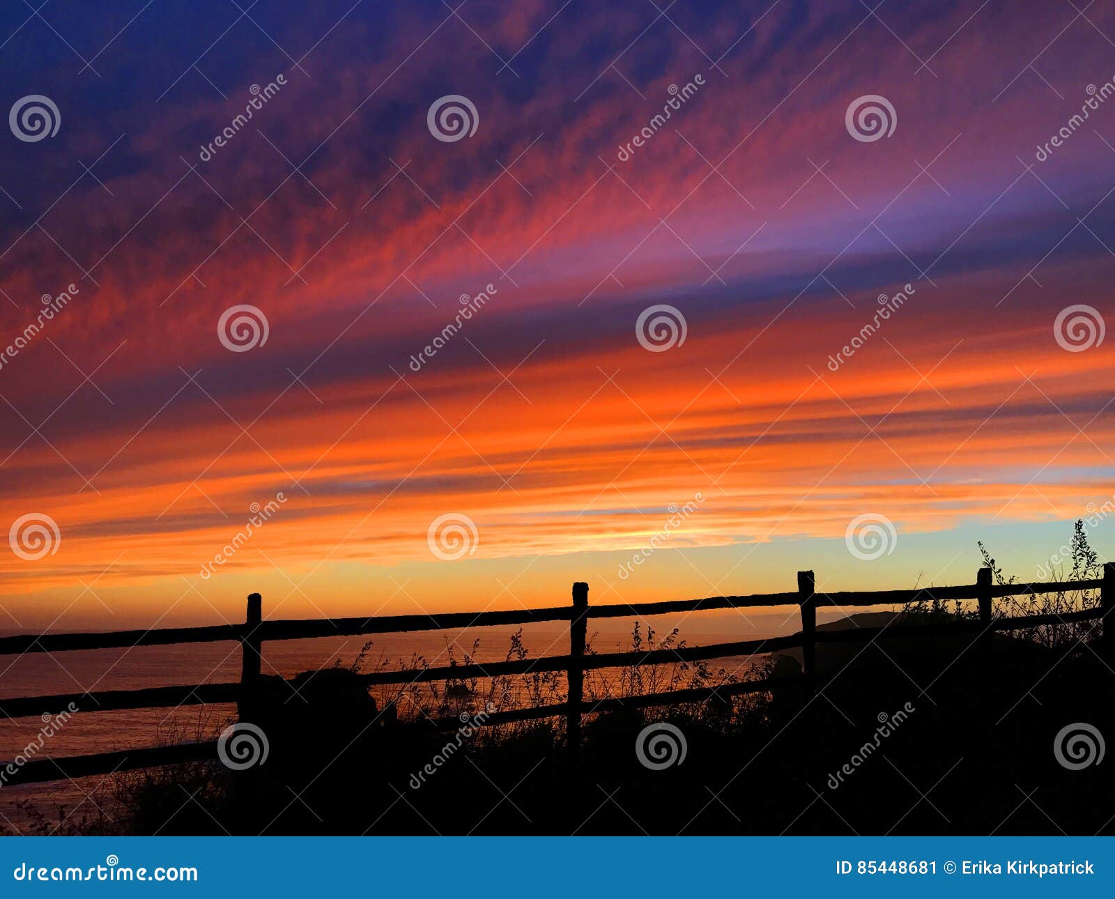 Fence Silhouette Sunset stock image. Image of coast, wild - 85448681