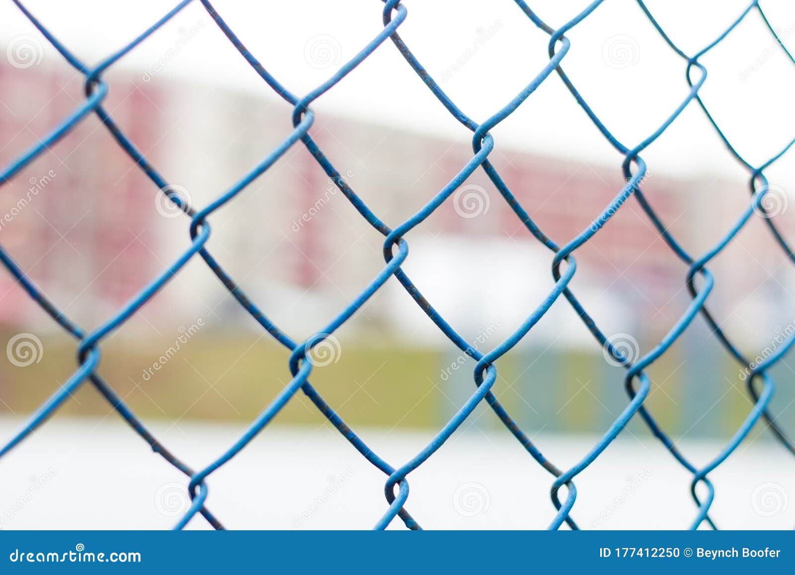 Fence on the Sky, Blue Mesh Fence, Chain Link Fence, Building Back ...