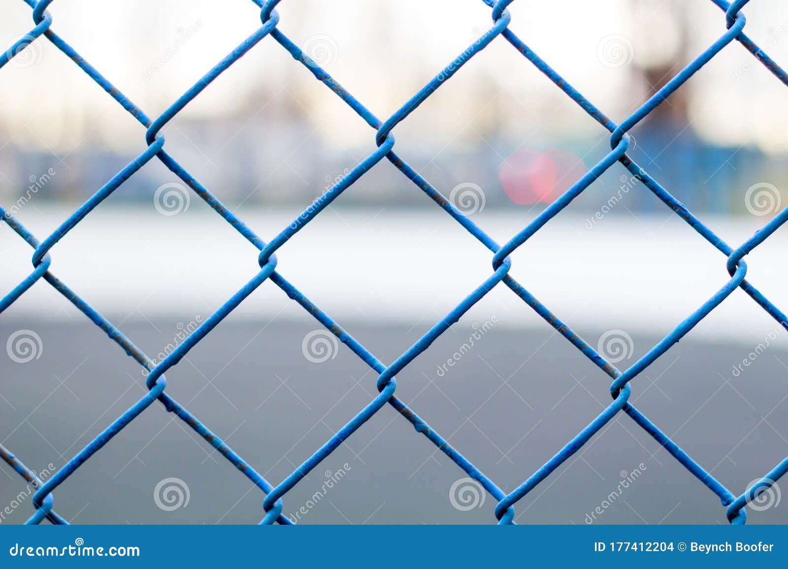 Fence on the Sky, Blue Mesh Fence, Chain Link Fence Soft Focus. Stock ...