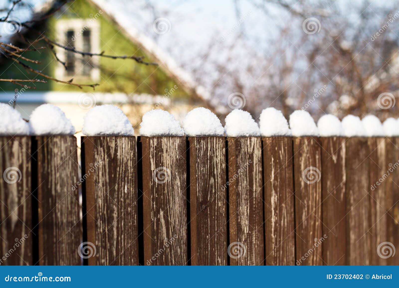 Fence with snow stock photo. Image of nature, weather - 23702402