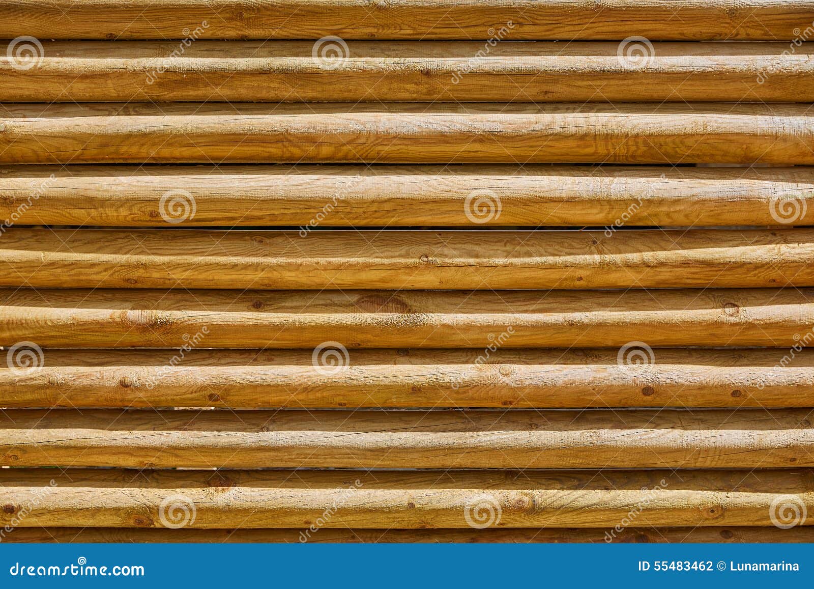 Fence of Stacked Round Trunks Wood Pattern Stock Photo - Image of ...