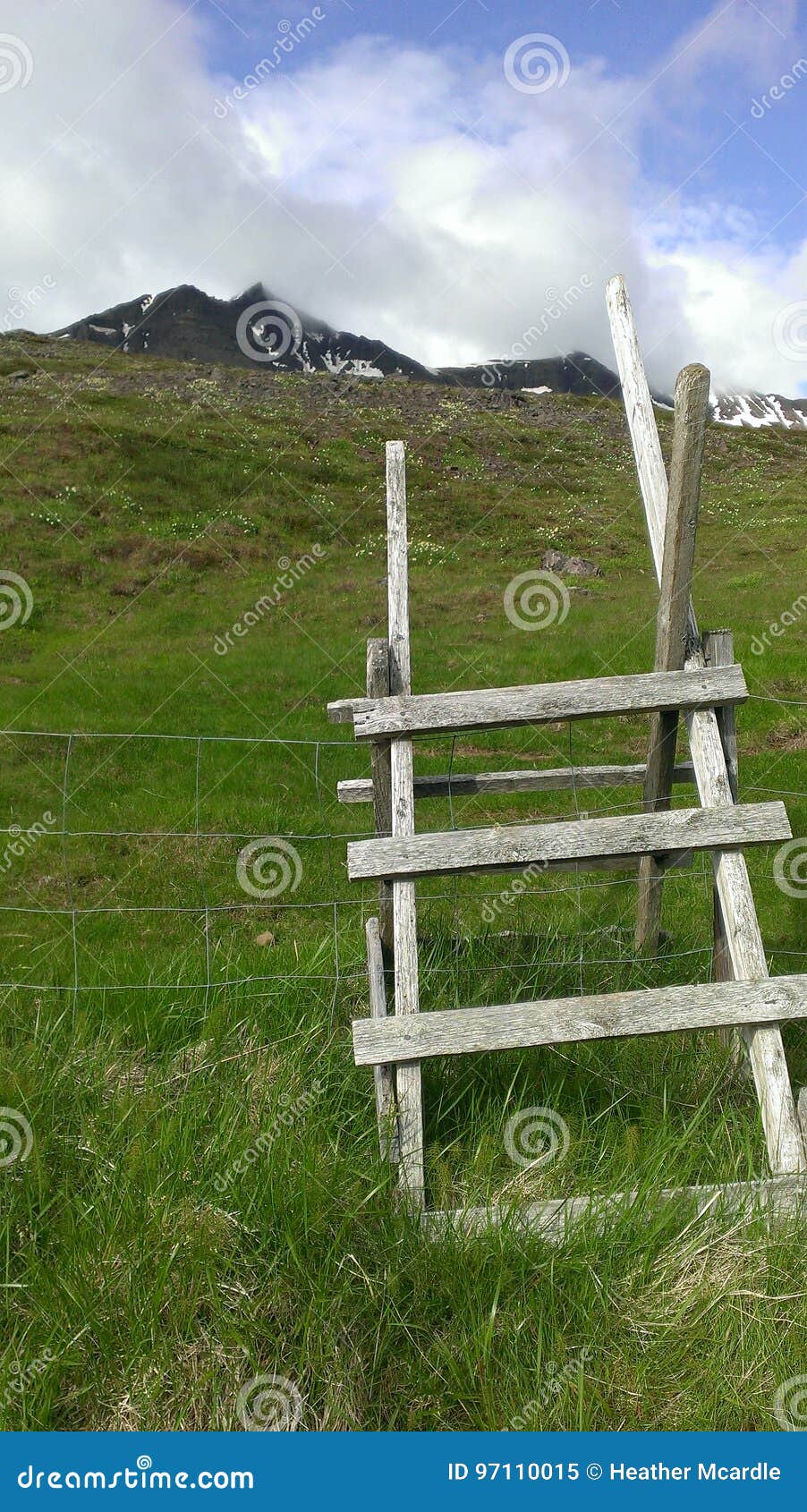 Icelandic Hike Starts with Wooden Ladder Stock Image - Image of wooden ...
