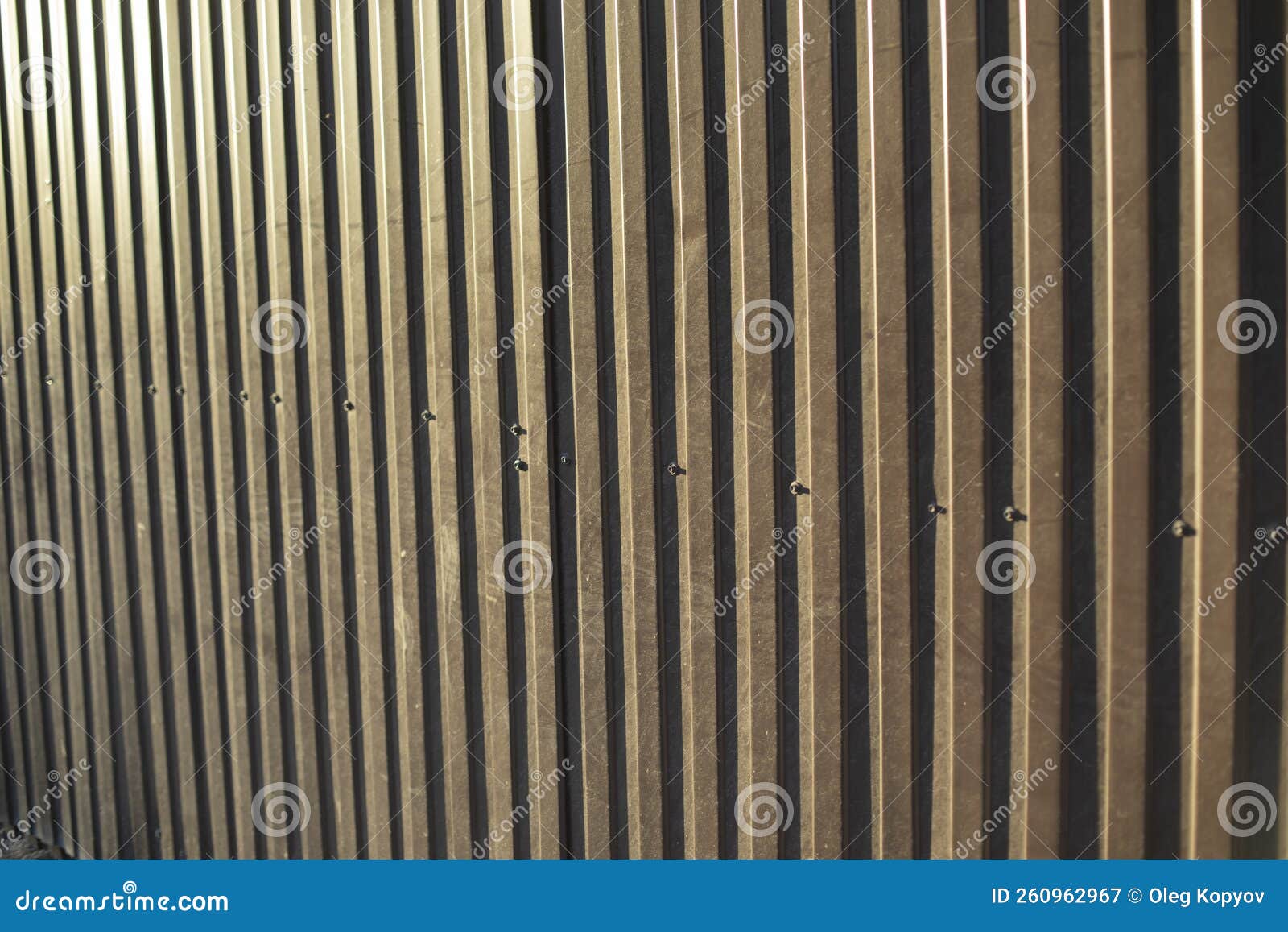 Fence in Sunlight. Steel Profile Fence Stock Image - Image of ...
