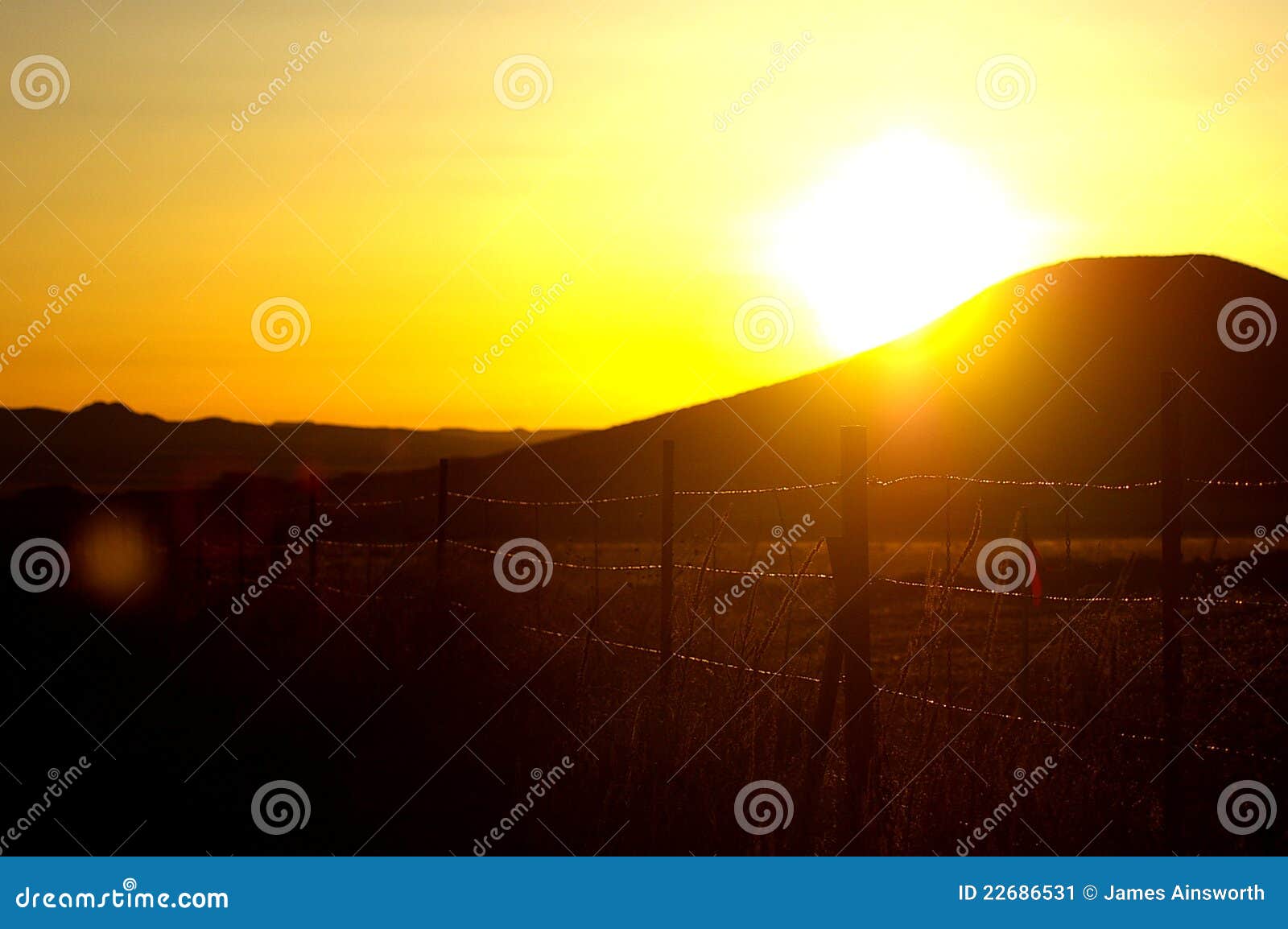 Fence at sunset stock image. Image of barbwire, southwest - 22686531
