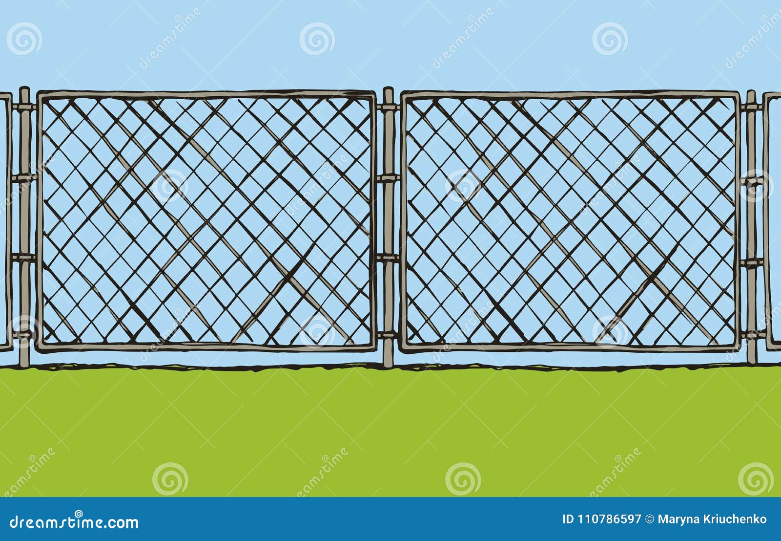 Fence. Vector drawing stock vector. Illustration of metal - 110786597