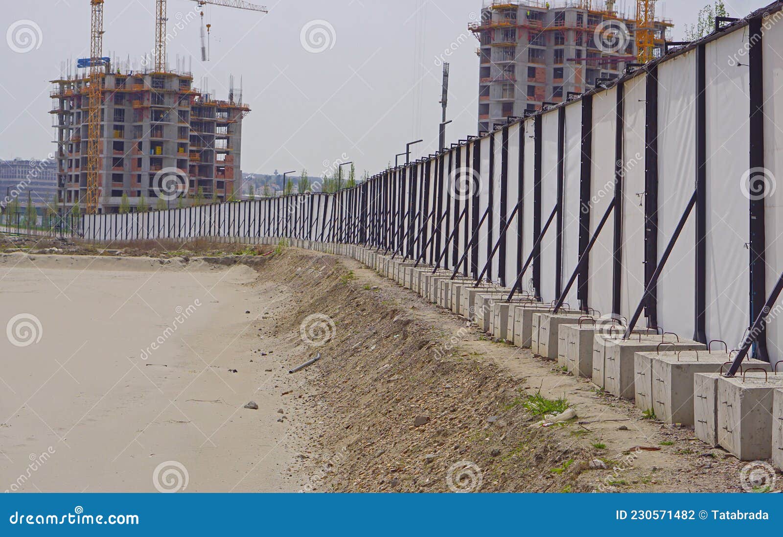 Fence wall construction stock photo. Image of industrial - 230571482