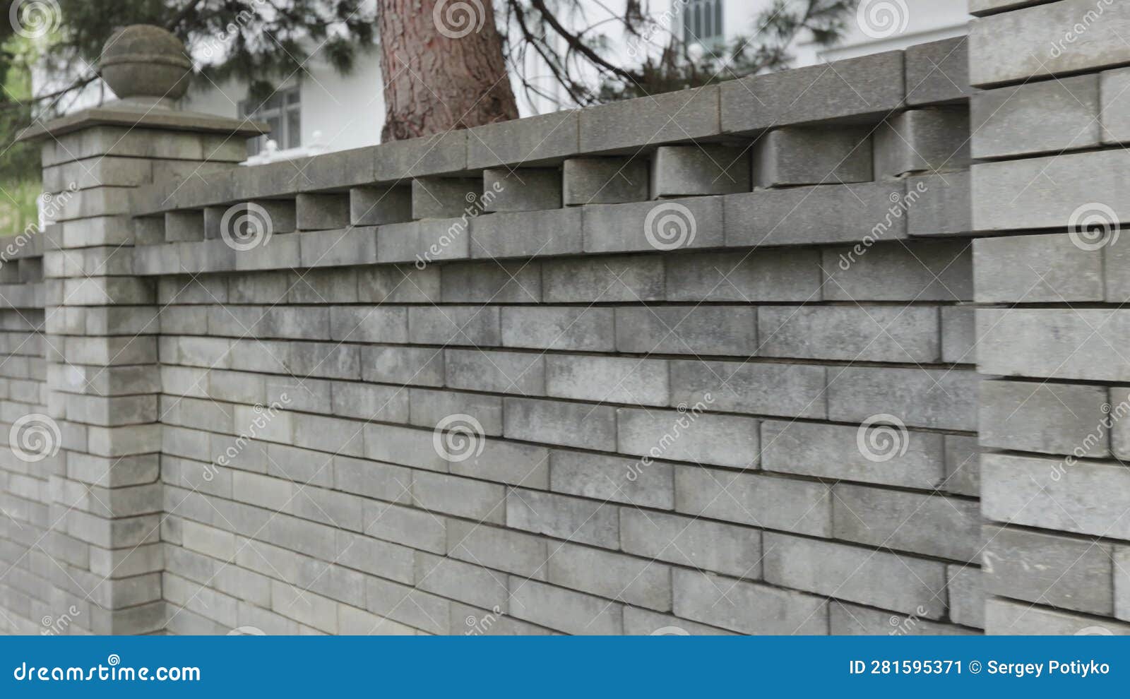 Fence of White Brick Bricks and Palm Trees Stock Video - Video of ...