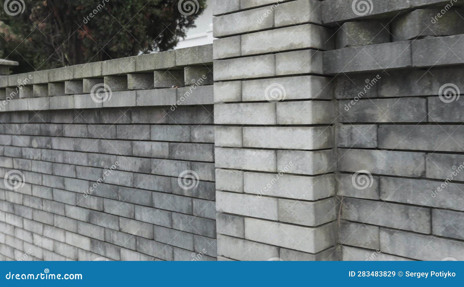 Fence of White Brick Bricks and Palm Trees Stock Video - Video of ...