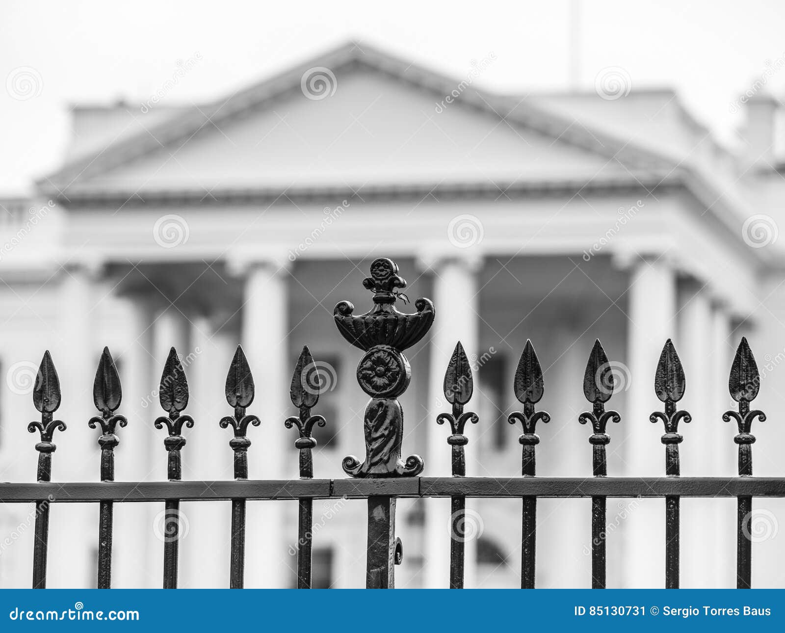 The Fence of the White House Stock Image - Image of capital, monochrome ...