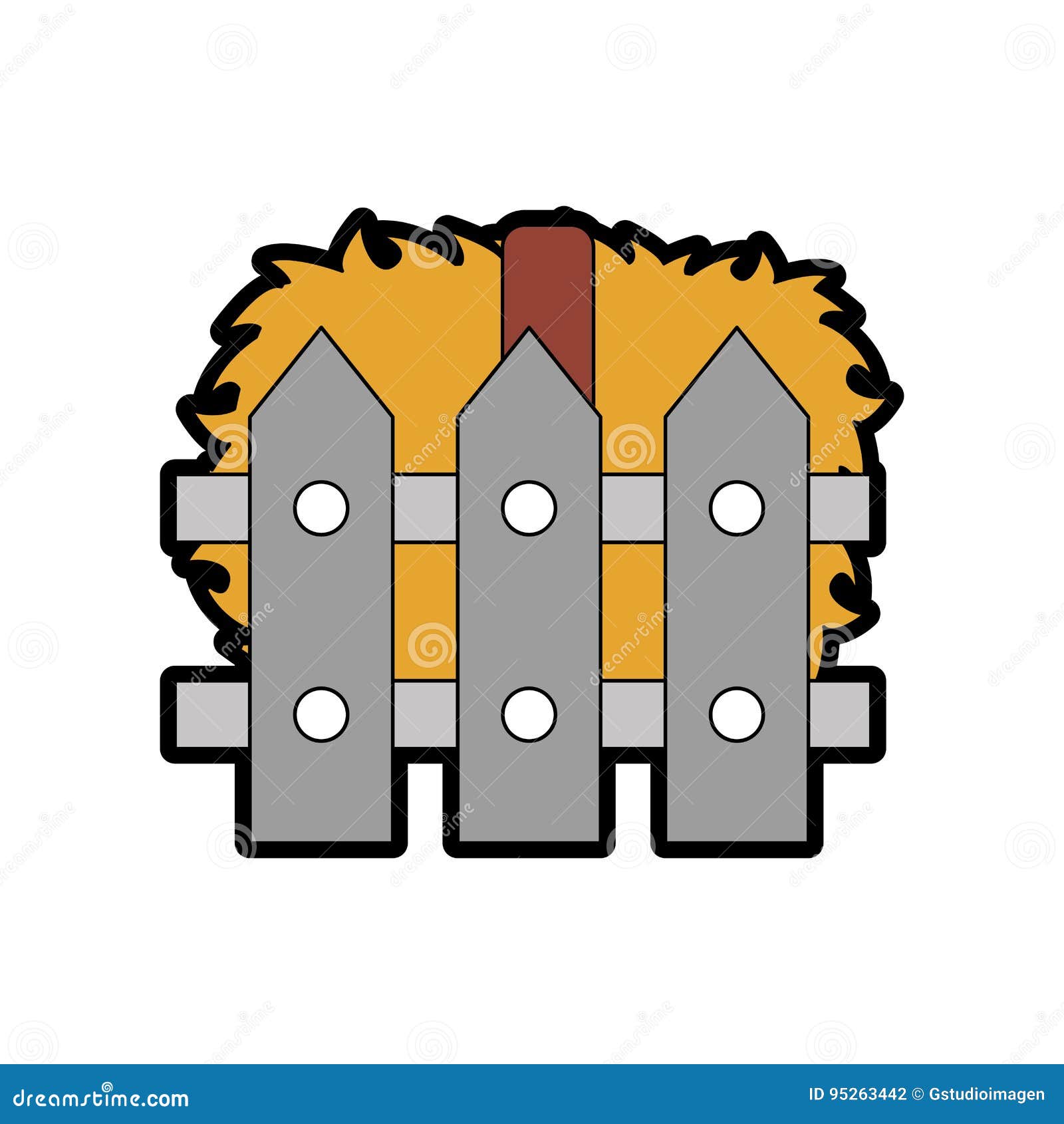 Fence Wooden with Straw Blocks Stock Vector - Illustration of icon ...